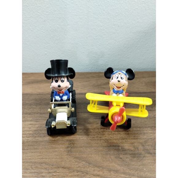 TOMY | Toys | Vtg Mickey Mouse Die Cast Car Biplane Set Tomy Walt ...